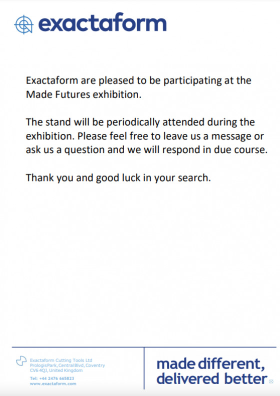 Exactaform Cutting Tools